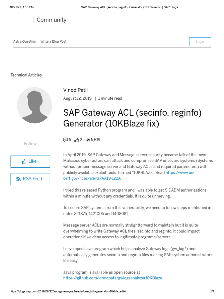 SAP Gateway ACL (Secinfo, Reginfo) Generator (10KBlaze Fix) - SAP Blogs | PDF | Information ...