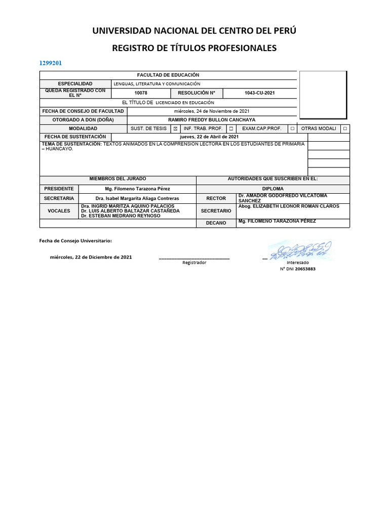 FORMATO TITULO PROFESIONAL Hinojosa Nancy | PDF