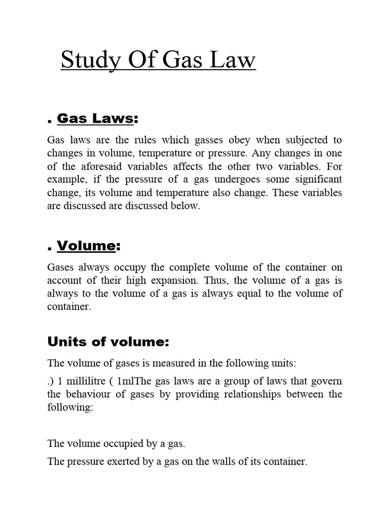 Study of Gas Law | PDF | Gases | Mathematical Physics