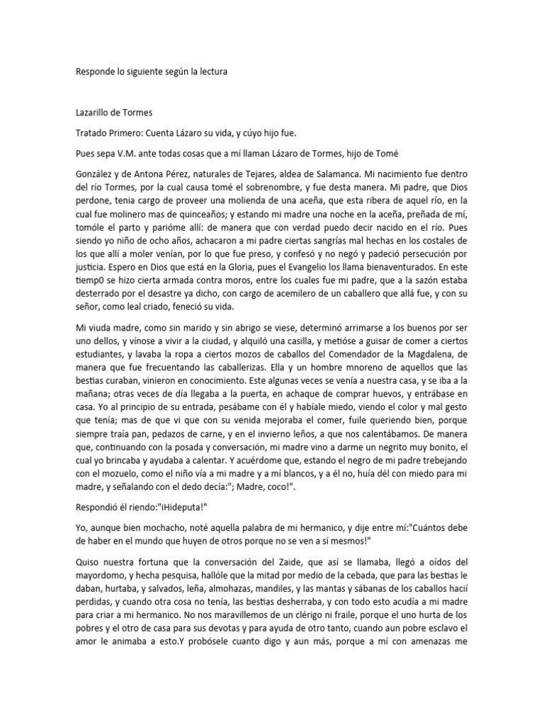 Responde Lo Siguiente Según La Lectura | PDF