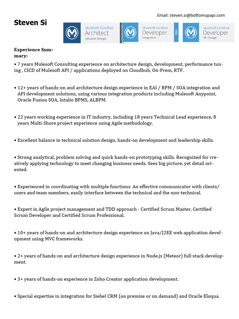 Steven Si Resume - 20230210 | PDF | Oracle Corporation | Service ...