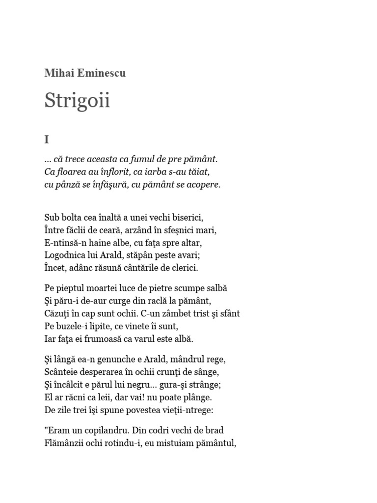 Strigoii de Mihai Eminescu | PDF