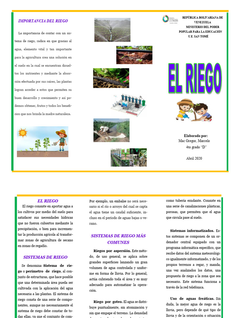 Triptico Del Riego | PDF | Riego | Agua