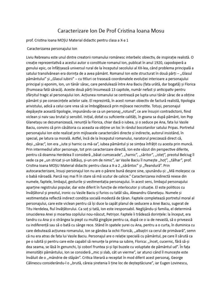 Caracterizare Ion | PDF