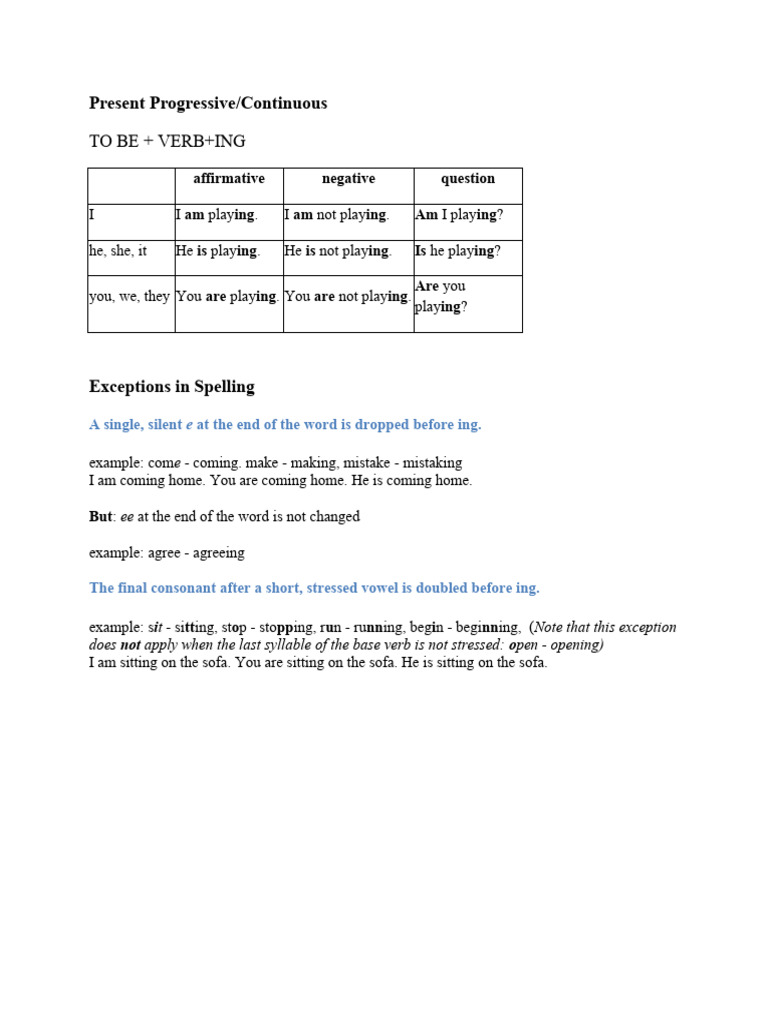 2.1 Present Progressive | PDF | Stress (Linguistics) | English Language