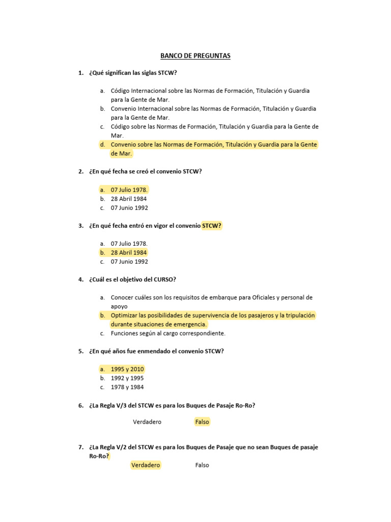 Banco de Preguntas Curso Oimi 1 | PDF