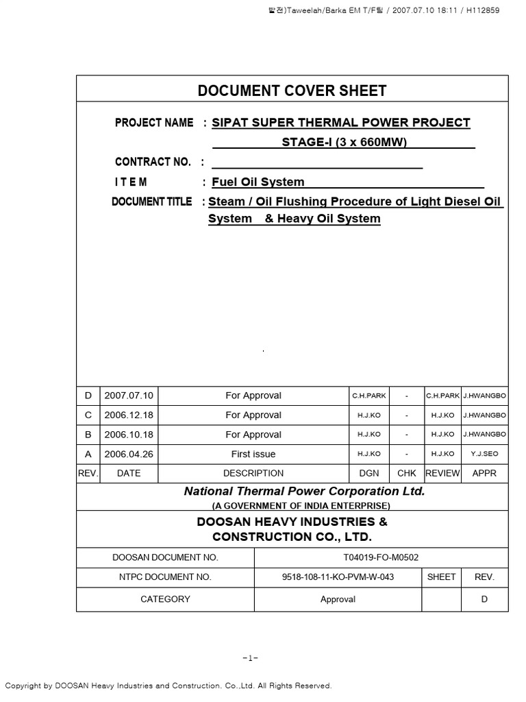 Steam and Oil Flushing Procedure of LDO & HFO | PDF | Fuel Oil | Valve
