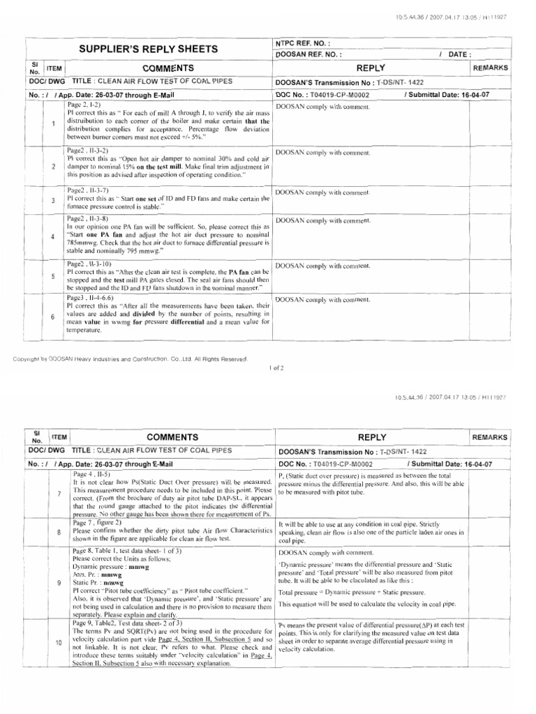 Clean Air Flow Test | PDF