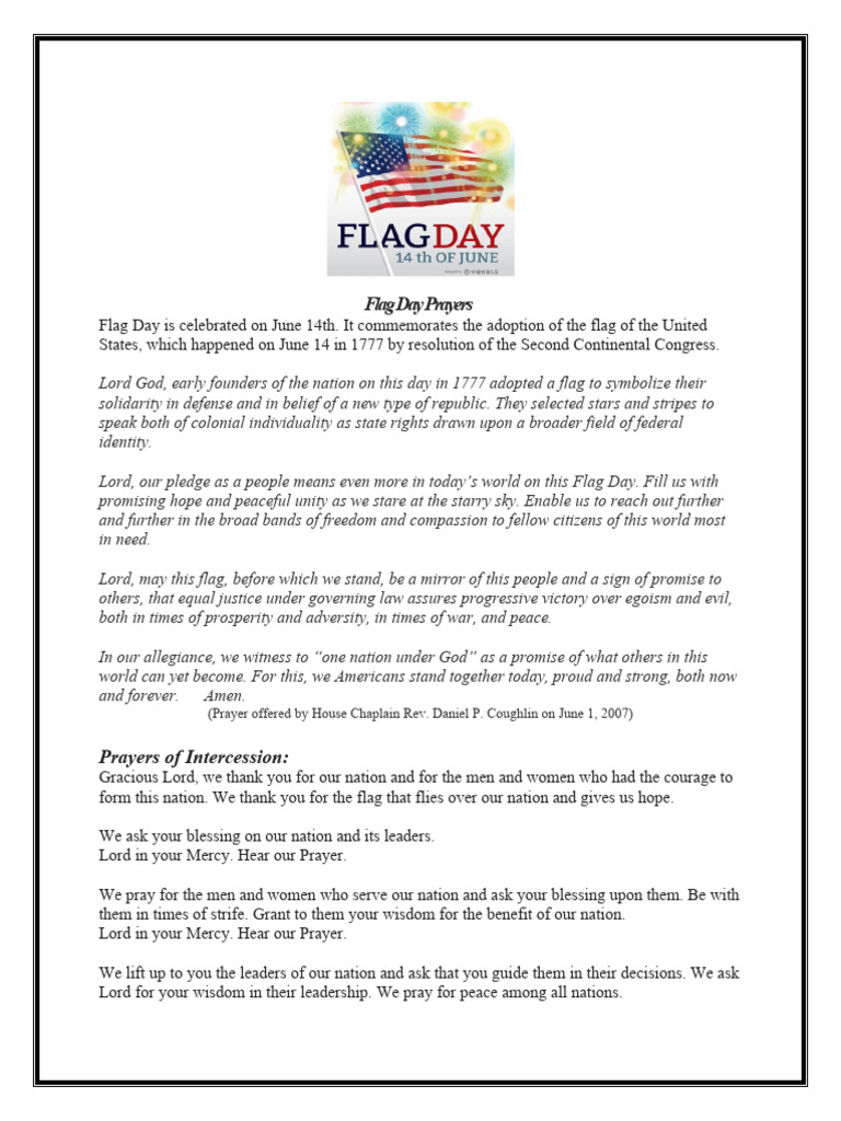 Flag Day Prayers | PDF | Prayer | Mercy