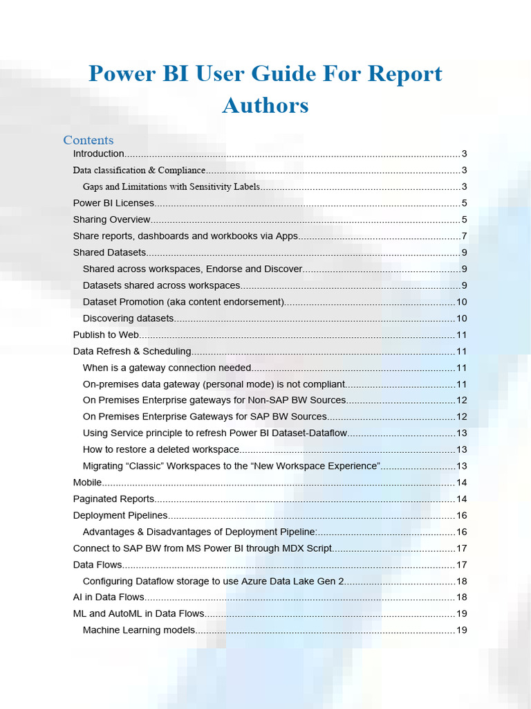 Power BI User Guide For Report Authors | PDF | Machine Learning | Share ...