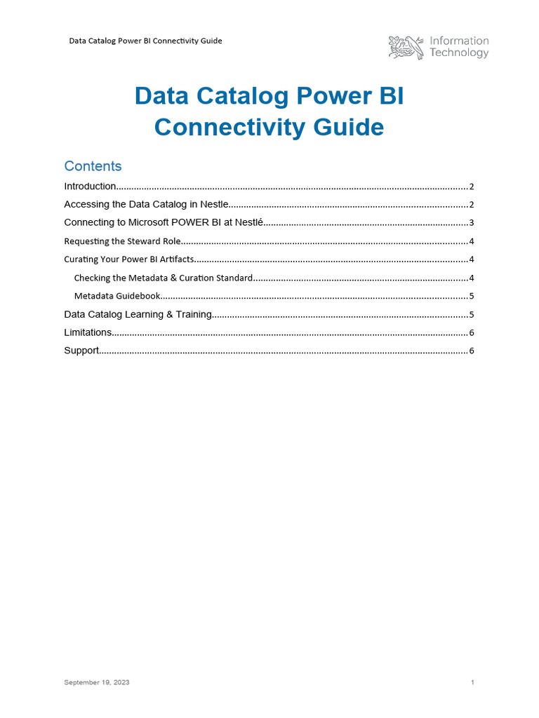 Data Catalog Power BI User Guide | PDF | Metadata | Data