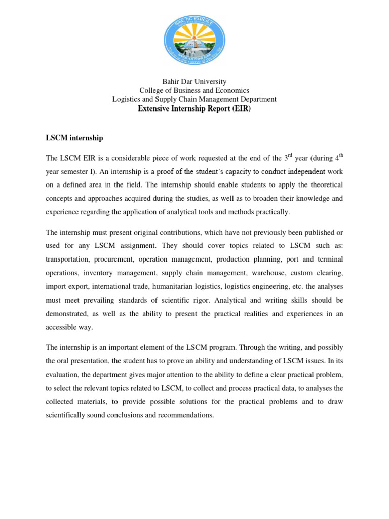 LSCM Internship Report Guidelines | PDF | Internship | Job Hunting