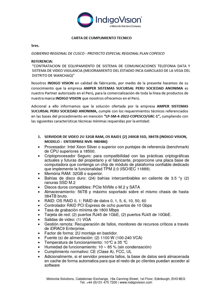 CARTA DE CUMPLIMIENTO - INDIGO - VISION v4 | Descargar gratis PDF | USB | Aplicación movil