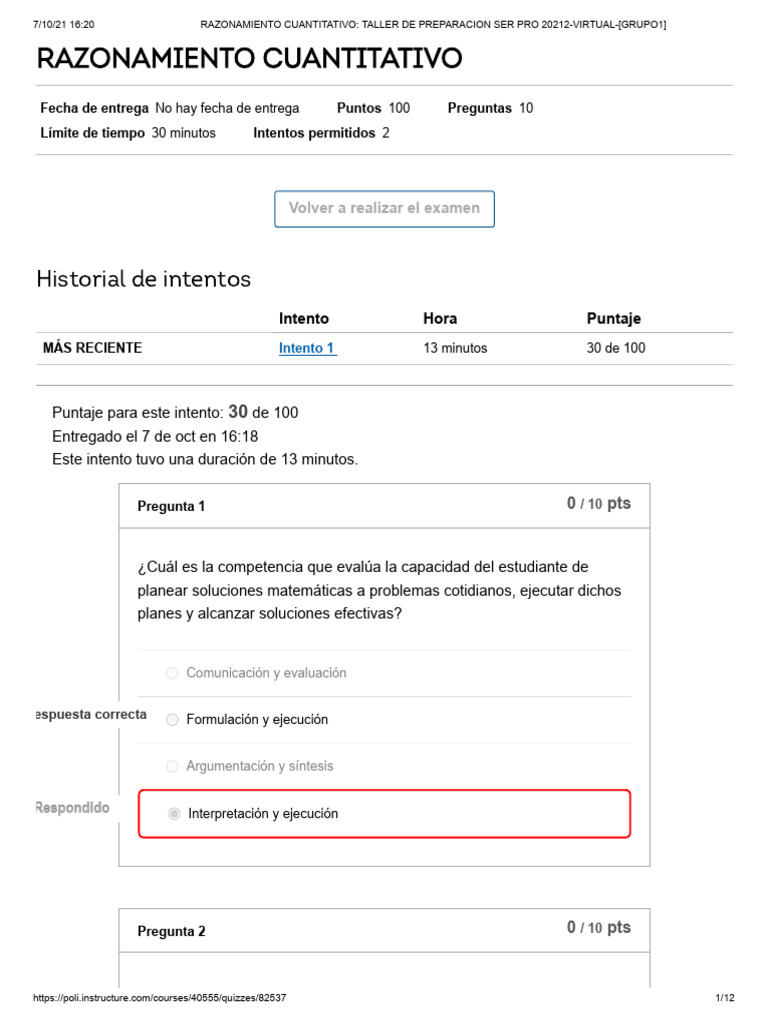 Razonamiento Cuantitativo - Taller de Preparacion Ser Pro 20212-Virtual ...