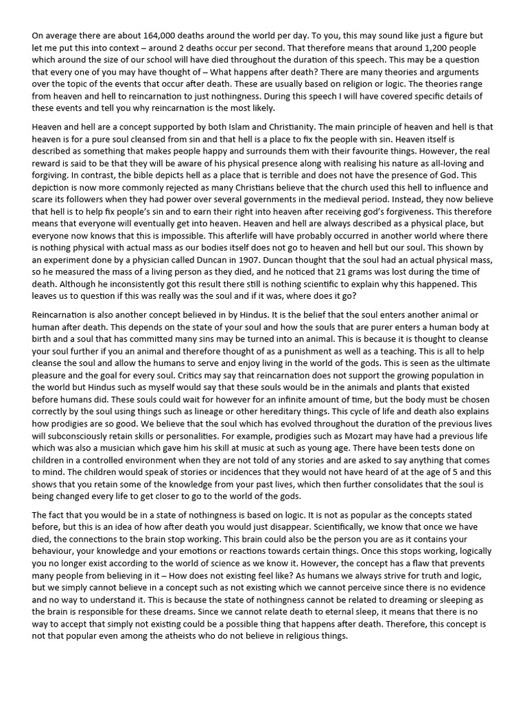 English Speech 1 | PDF | Soul | Hell