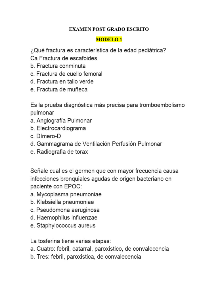 EXAMEN POST GRADO ESCRITO - copia | PDF | Ciencias de la Salud ...