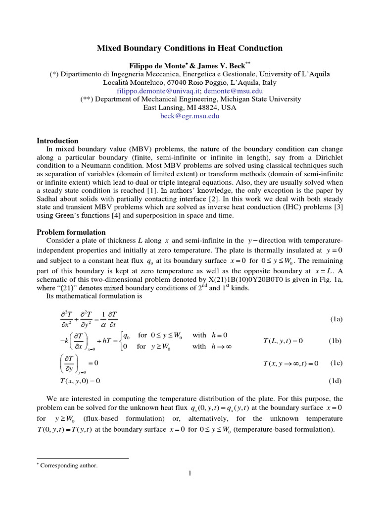 Mixed Boundary Conditions in Heat Conduction | PDF | Thermal Conduction | Heat