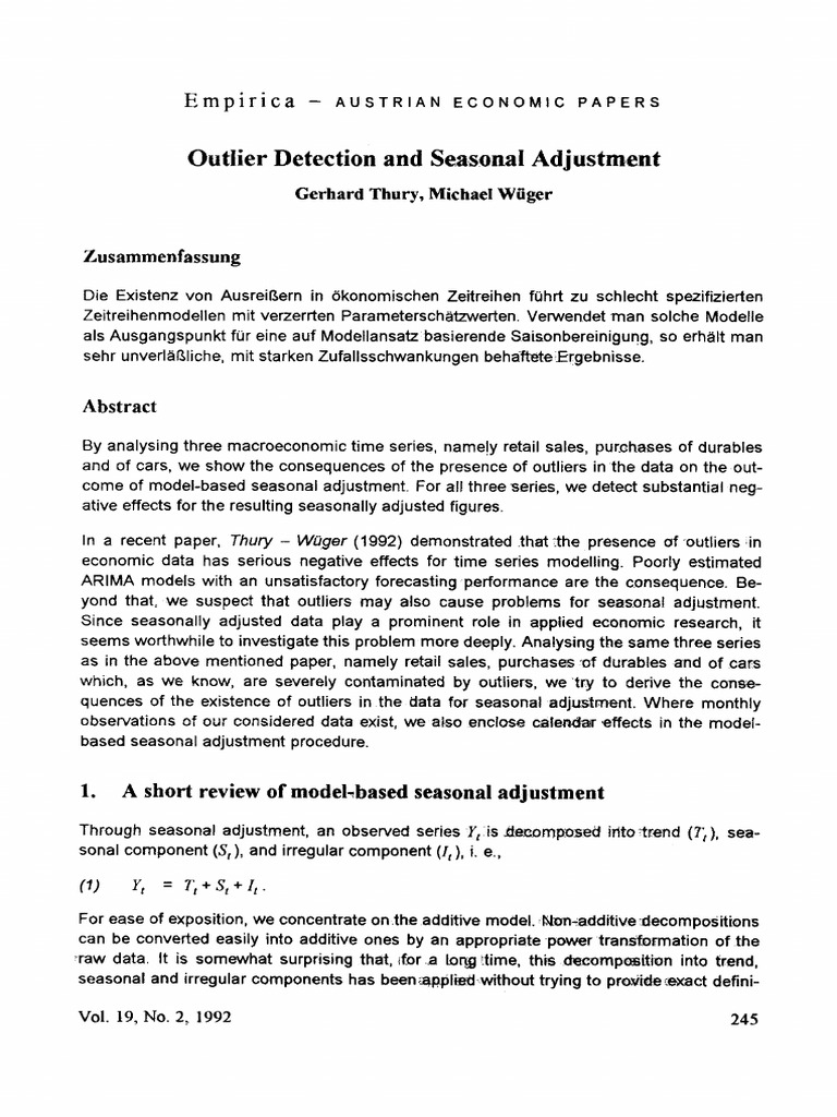 Empirica Volume 19 Issue 2 1992 (Doi 10.1007/bf00924963) Gerhard Thury Michael Wüger - Outlier ...