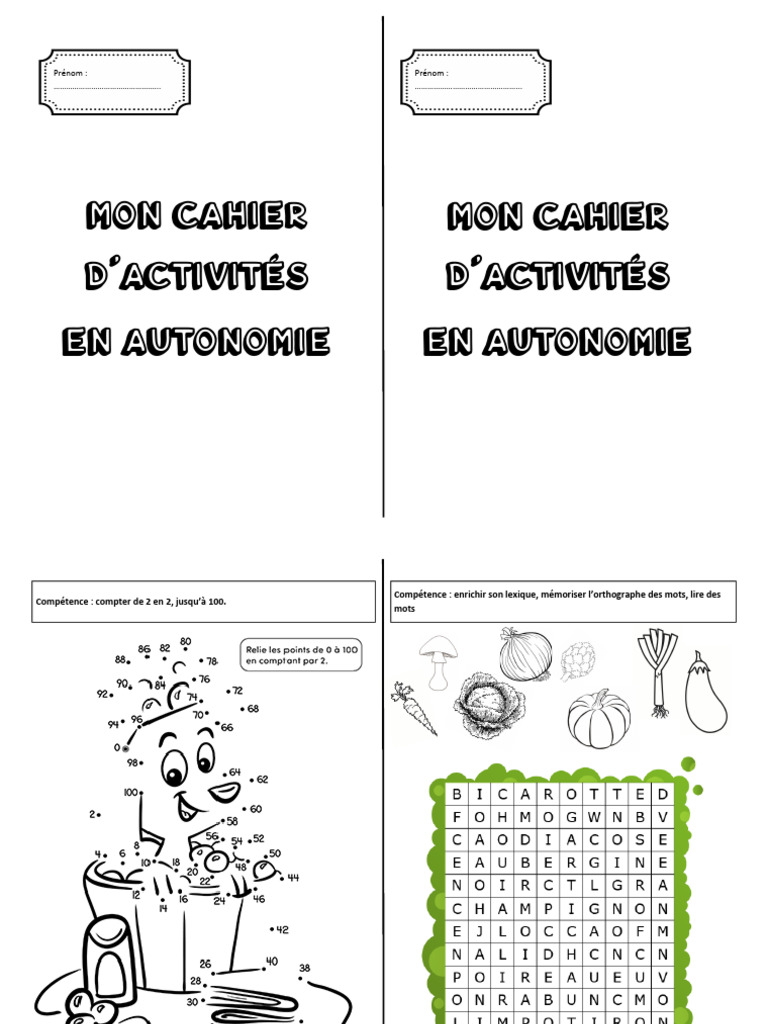 Cahier d'activités autonomie CE2 | PDF | Arts du langage et discipline