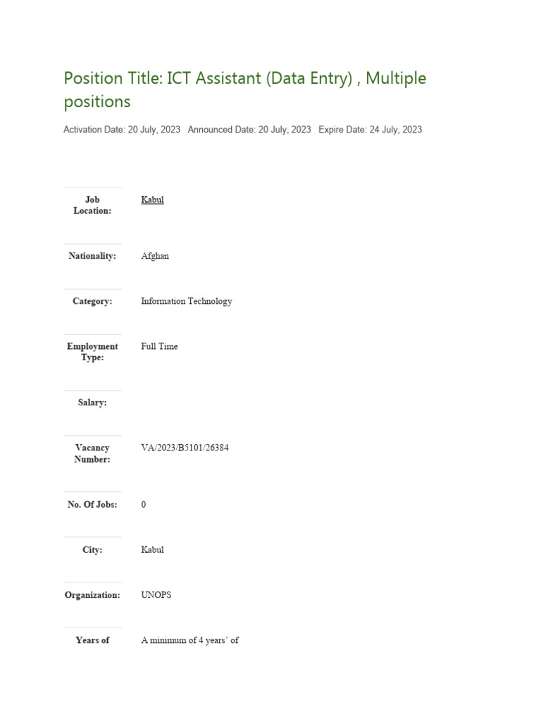 Ict Data Entry Unops | PDF | Data Quality | Data