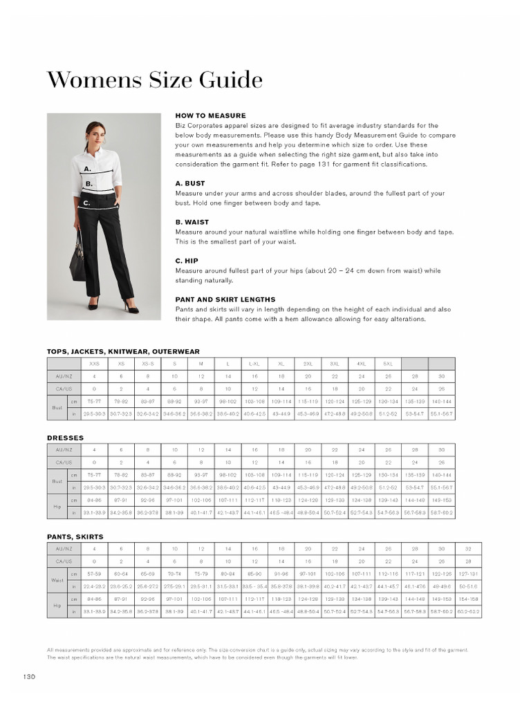 2020 Biz Corporates Size Guide | PDF