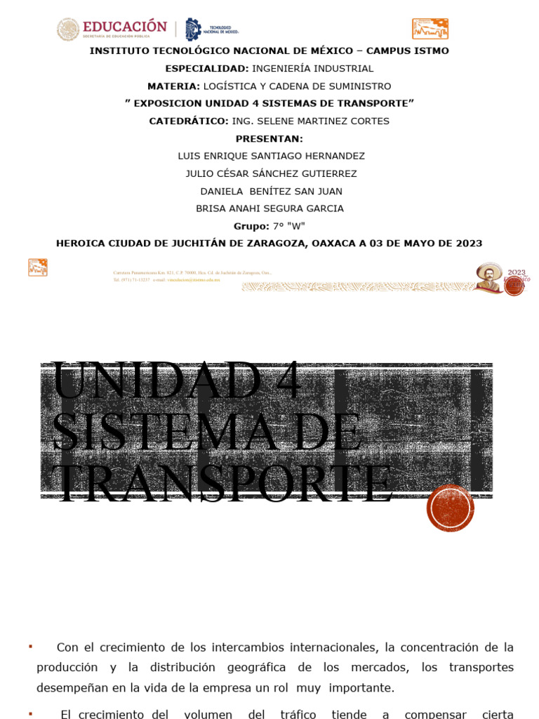 Unidad 4 Sistemas de Transporte | PDF | aduana | Transporte Unidad 4 Sistemas de Transporte | PDF | aduana | Transporte
