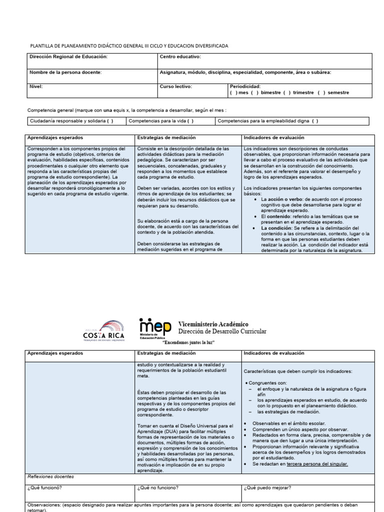 Plantillas General de Planeamiento Didactico Dvm-Ac-Cir-0003-02-2023 0 | PDF | Evaluación ...