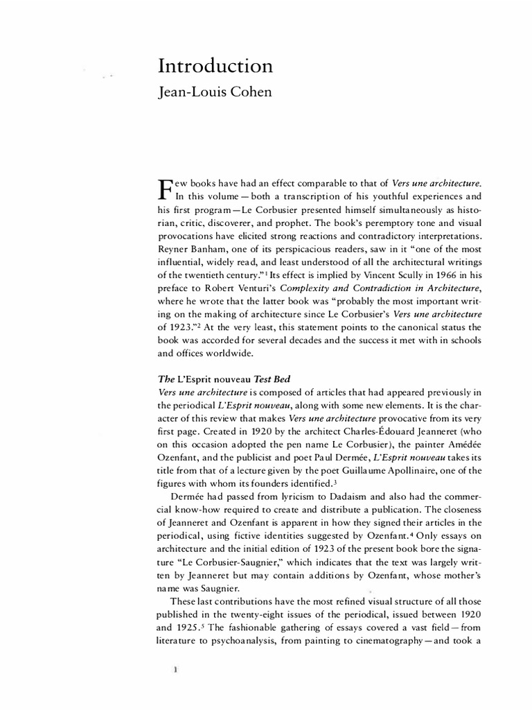 Jean-Louis Cohen - Introduction To Toward An Architecture (2007) | PDF