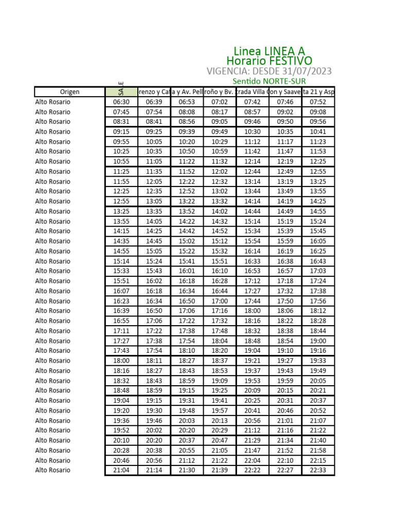 Vuelta Horarios Chapuy | PDF