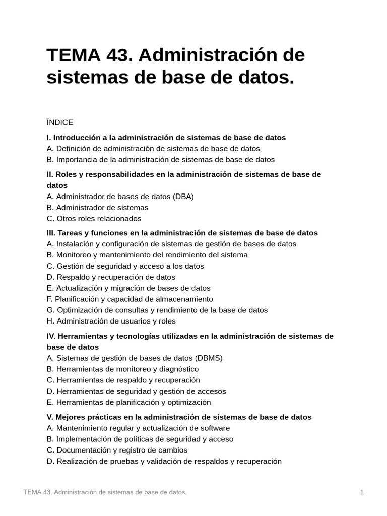 Administración de Bases de Datos: Tema 43 | PDF | Bases de datos | Mi sql