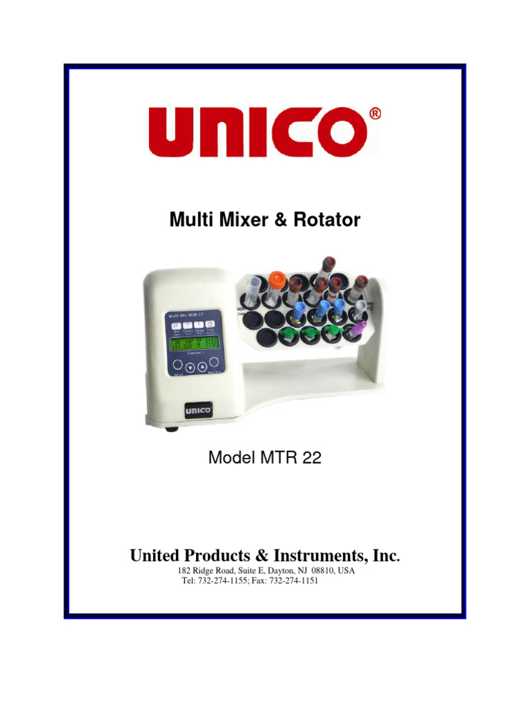 Unico Multi Mixer & Rotator MTR22 Manual | PDF | Legal Liability