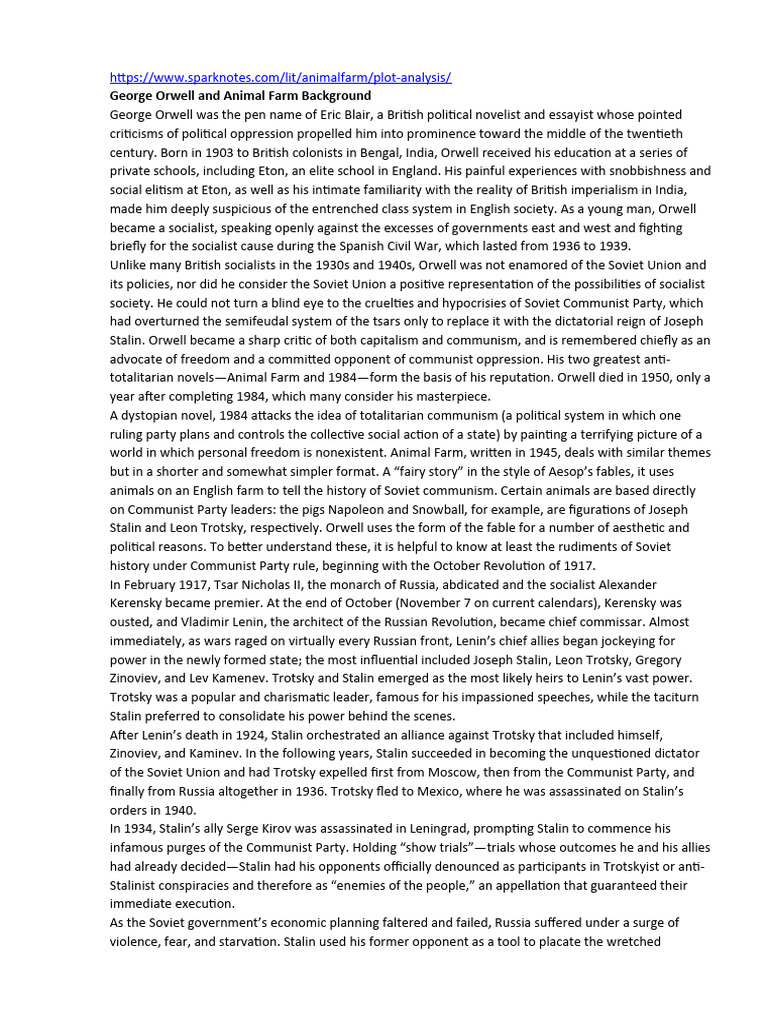 Orwell. Animal Farm - Analysis | PDF | Narration | Leon Trotsky