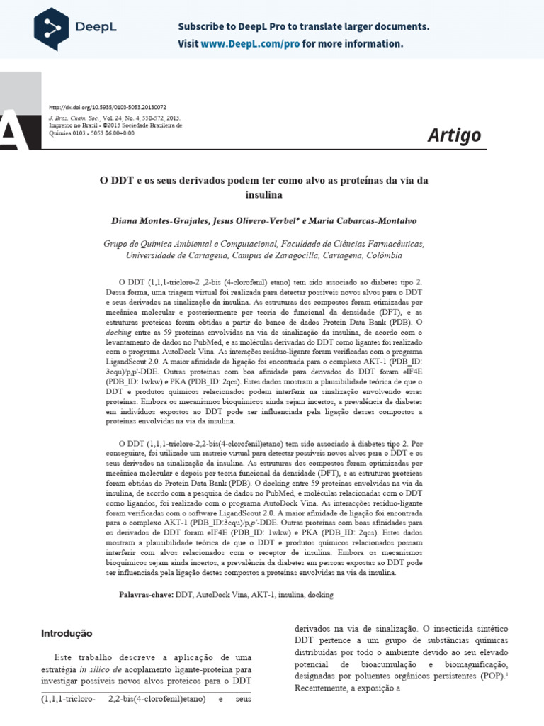 DDT e Derivates May Target Insulin Pathway Proteins PT | PDF | Diabetes ...