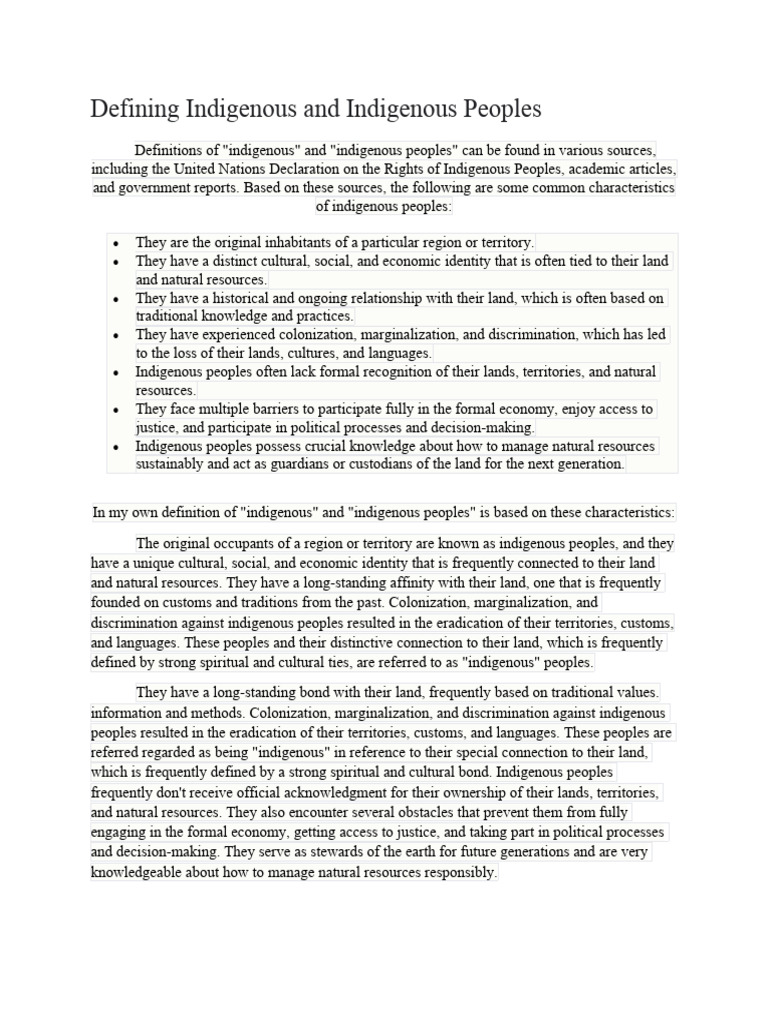 Defining Indigenous and Indigenous Peoples1 | PDF | Indigenous Peoples ...