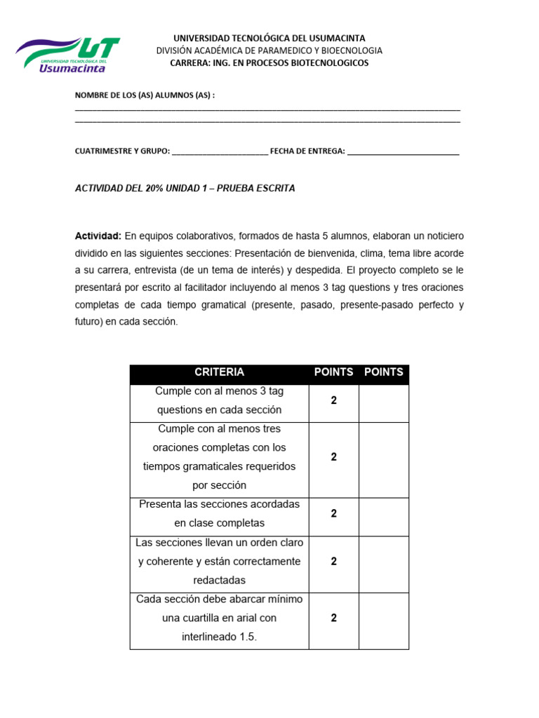 Rubrica 20 U1 7a Ipb | PDF | Comunicación humana