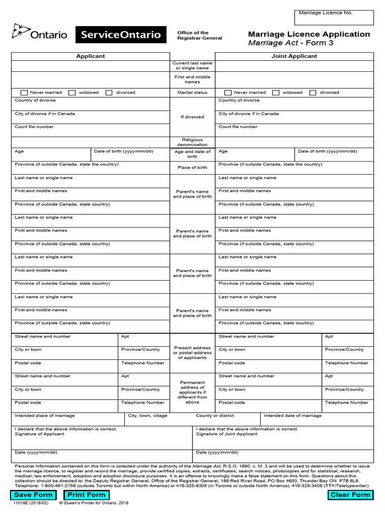 Marriage Licence Application Marriage | PDF | Divorce | Marriage