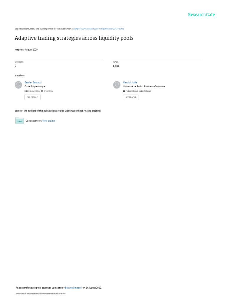 Adaptive Trading Strategies Across Liquidity Pools | PDF | Bayesian ...