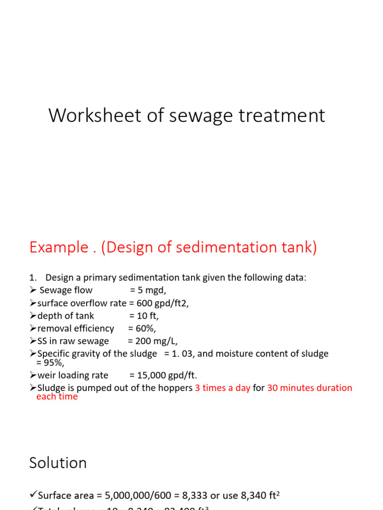 Sewage Treatment Design Worksheet | PDF | Sewage Treatment ...