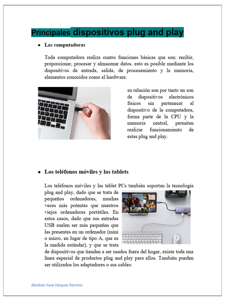 Principales Dispositivos Plug and Play | PDF | Hardware de la ...