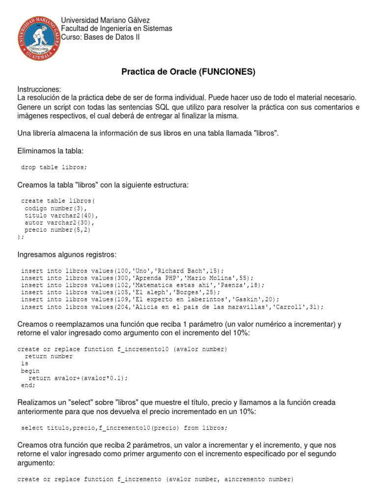 LAB2-Practica de Funcion | PDF | SQL | Desarrollo de software