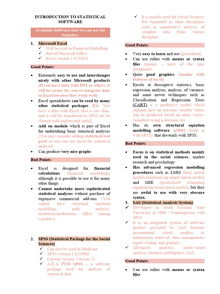 SASA Notes Finals | Download Free PDF | Spss | Sas (Software)
