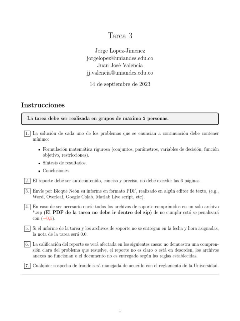 Tarea 3 Optimizacion 2023 2 | PDF