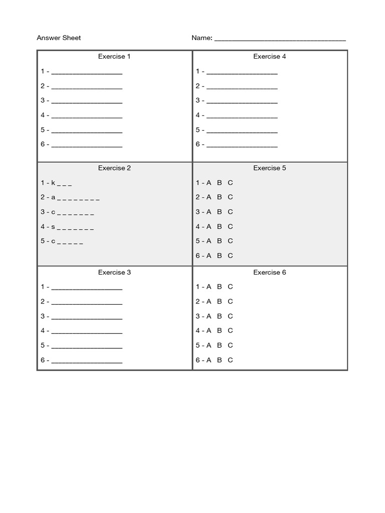 Focus Answer Sheet | PDF