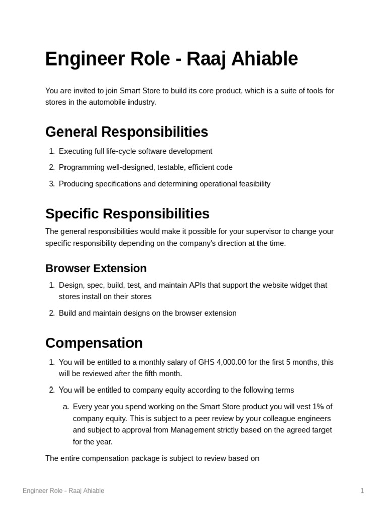 Engineer Role Overview at Smart Store | PDF | Engineer | Information ...
