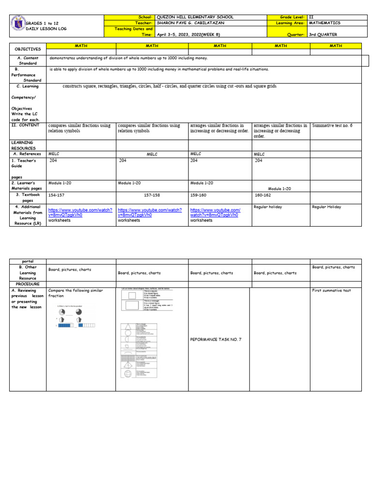 3DLL - Math Q3W8 | PDF | Learning | Behavior Modification