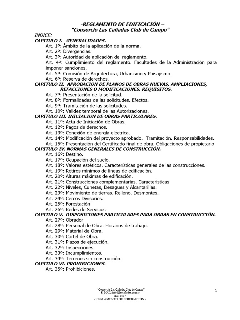Reglamento de Edificación Las Cañadas Pueblo Urbano-12-21 | PDF | Regulación | Albañilería