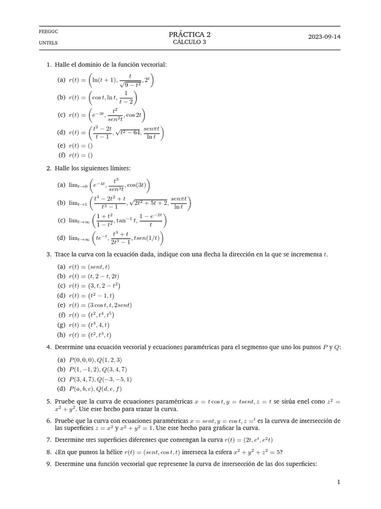 Hoja de Problemas 2 Cal3 Untels | Descargar gratis PDF | Matemáticas | Matemáticas Aplicadas