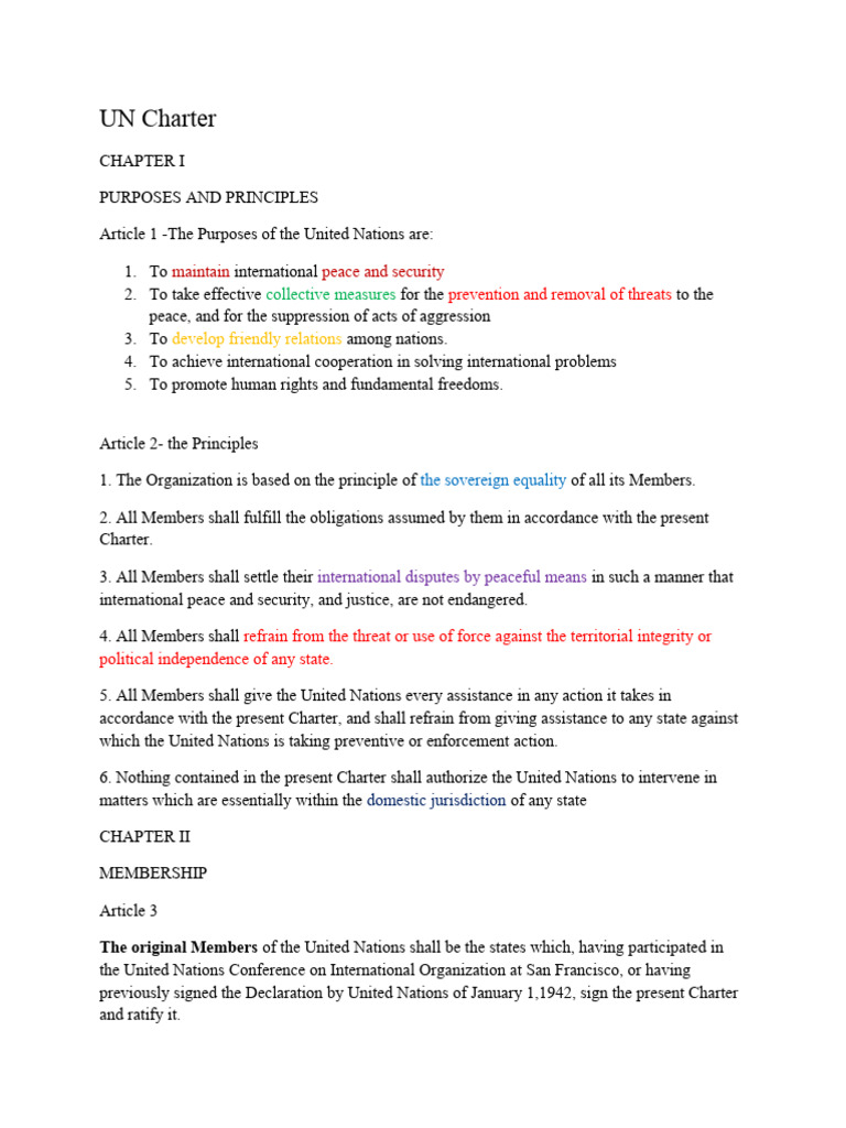 UN Charter | Download Free PDF | United Nations | International Relations
