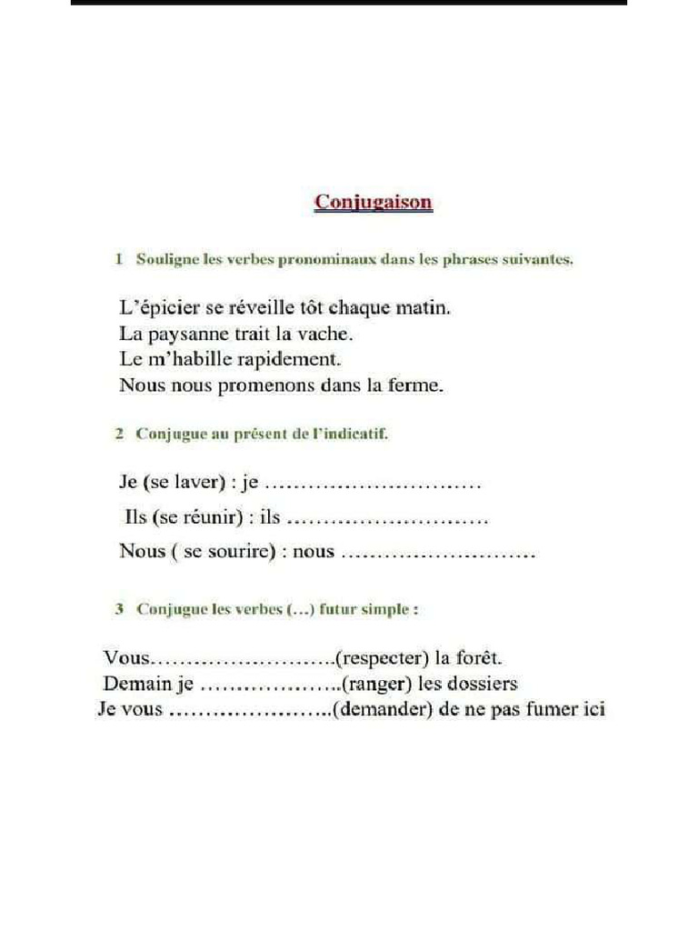 Exercices de Soutien Pour Les Élèves de La 4 AEP - Correction | PDF