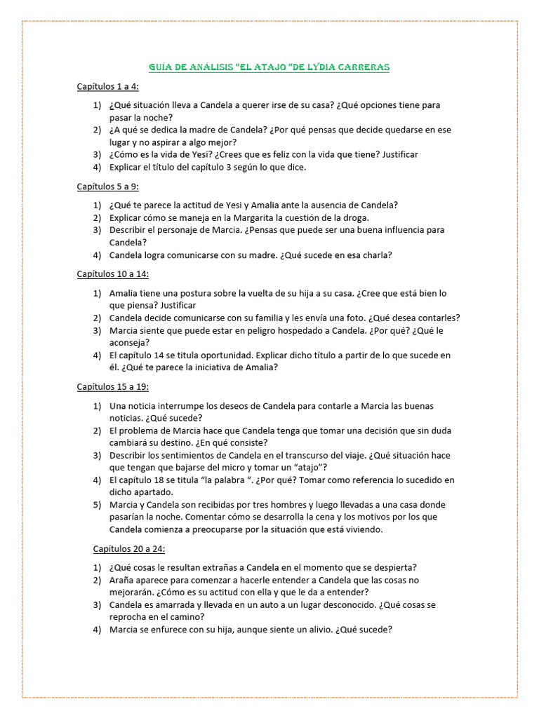 El Atajo Guia de Analisis y TP Integrador | PDF | Novelas